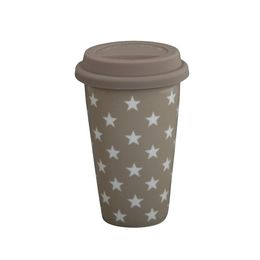Krasilnikoff Thermobecher Travel Mug Stars taupe