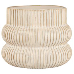 IB Laursen Blumentopf mit Rillen aus Keramik Wei&szlig;, H&ouml;he 10.5, &Oslash; 13.5 cm skandinavische Deko Online Shop