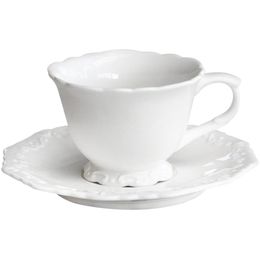 Chic Antique Provence Kaffeetasse mit Untertasse &Oslash; 9,5 cm / 200 ml, wei&szlig; skandinavische Deko Online Shop