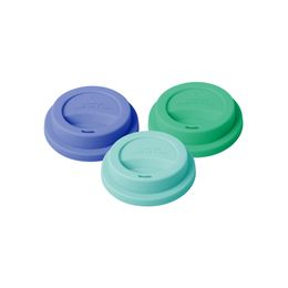 Rice Silikon Deckel f&uuml;r Melamin Becher 3er blau &Oslash; 9 cm, H&ouml;he 2 cm skandinavische Deko Online Shop