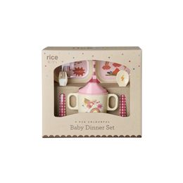 Rice Melamin Baby Dinner Set Hero in Geschenkbox Pink - L:25 cm, B:11 cm, H&ouml;he 22 cm