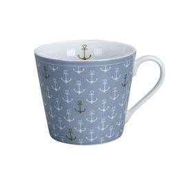 Krasilnikoff Happy Cup, Anchor allover 400 ml, Dusty Blue