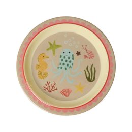 Rice Melamin Kinderteller Ocean Print Koralle, &Oslash; 22 cm, H&ouml;he 2 cm