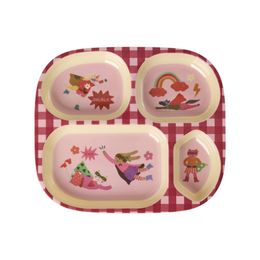 Rice Melamin Kinderteller mit 4er Einteilung Hero Pink L:24 cm, B:21 cm, H&ouml;he 2 cm skandinavische Deko Online Shop