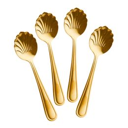 Rice Rostfreier Stahl Teel&ouml;ffel 4er 14 cm, gold skandinavische Deko Online Shop