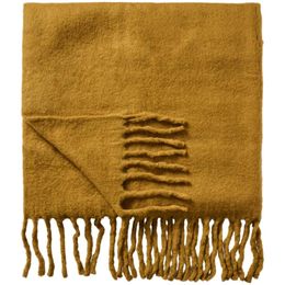 IB Laursen Plaid aus Wolle mit Fransen 170 x 130 cm, mustard skandinavische Deko Online Shop