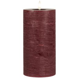 IB Laursen LED-Stumpenkerze mit warmer Flamme H&ouml;he 20, &Oslash; 10 cm, dunkelrot