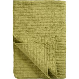 IB Laursen Baumwoll-Quilt mit Kreuzstichen 180 x 130 cm, herbal green skandinavische Deko Online Shop