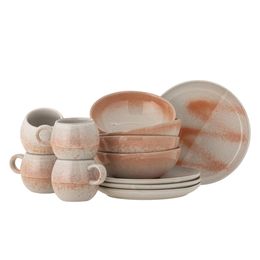 Bloomingville Paula Fr&uuml;hst&uuml;ck Geschirr Set aus Steingut 12-teilig, orange skandinavische Deko Online Shop
