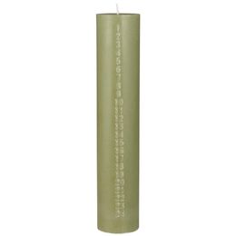 IB Laursen Weihnachtskerze 1-24 mit gepr&auml;gten Zahlen H&ouml;he 30, &Oslash; 6 cm, staubig gr&uuml;n