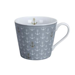 Krasilnikoff Happy Cup, Anchor allover 400 ml, grau