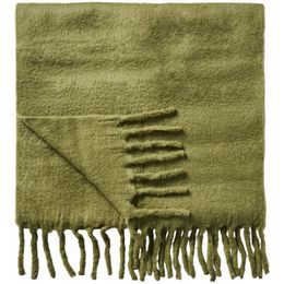 IB Laursen Plaid aus Wolle mit Fransen 170 x 130 cm, gr&uuml;n skandinavische Deko Online Shop