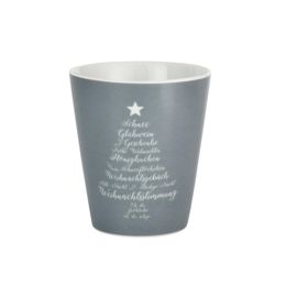 Krasilnikoff Happy Mug Becher Christmas Words grau
