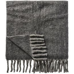 IB Laursen Plaid aus Wolle mit Fransen 170 x 130 cm, grau skandinavische Deko Online Shop