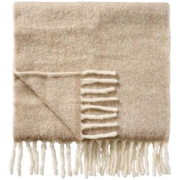 IB Laursen Plaid aus Wolle mit Fransen 170 x 130 cm, offwhite