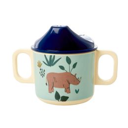 Rice Melamin Schnabelbecher Jungle Animals &Oslash;7.7 x H10cm, blau