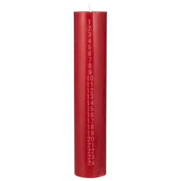 IB Laursen Weihnachtskerze 1-24 mit gepr&auml;gten Zahlen H&ouml;he 30, &Oslash; 6 cm, rot skandinavische Deko Online Shop