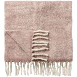 IB Laursen Plaid aus Wolle mit Fransen 170 x 130 cm, melange skandinavische Deko Online Shop
