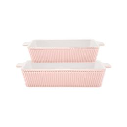 GreenGate Auflaufform Alice rechteckig 2er Set 16/22x27/36 cm, pale pink