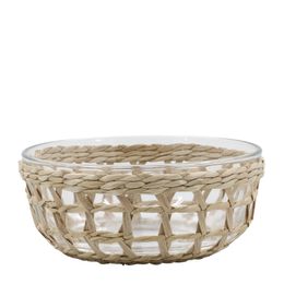 Chic Antique Glassch&uuml;ssel mit Flechtkorb H8,5/&Oslash; 18 cm skandinavische Deko Online Shop