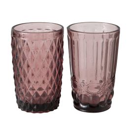 Boltze Trinkglas Aurora 2er Set H&ouml;he 13 cm, rosa skandinavische Deko Online Shop