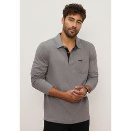 Bruno Banani Herren Langarm-Poloshirtgrau, Gr. M, meliert, Obermaterial: 50% Baumwolle, 45% Polyester, 5% Elasthan, Shirts, mit Polokragen, melierte