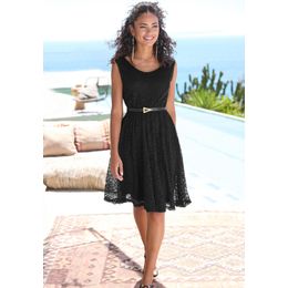 Lascana Spitzenkleid, Schwarz, Gr. 40, Damen, Strandkleider, Material: Polyamid, Elasthan