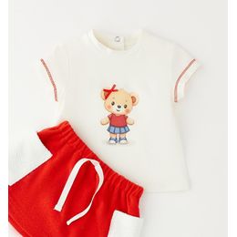 MINIBANDA M&auml;dchen Shorts "BABY GIRL SUMMER SET"milk, Gr. 80, 95% Baumwolle, 5% Elasthan - 78% Baumwolle, 22% Polyester, Hosen
