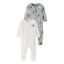 name it Jungen Schlafanzug "NBMNIGHTSUIT 2P ZIP FF DOG NOOS", Gr. 68, bunt, Jersey, Obermaterial: 100% Baumwolle, bedruckt, Homewear-Sets, aus
