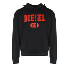 Diesel Herren 1978 Logo Kapuzenpullover (Schwarz/Rot)