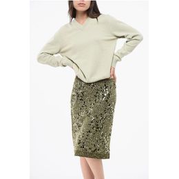 Maison Martin Margiela MM4 MM14 &ndash; Einfarbiger Kaschmirpullover mit V-Ausschnitt in Gr&uuml;n
