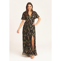 Multi-Jacquard-Maxikleid mit Engels&auml;rmeln