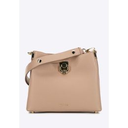 Wittchen Damen-Schultertasche aus Leder mit Schnalle, beige, Naturleder