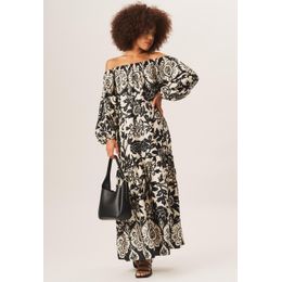 Bardot-Maxikleid mit einfarbigem Bord&uuml;renmuster