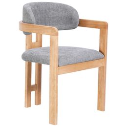 Livetastic Armlehnstuhl, Grau, Eiche, Holz, Textil, Kautschukholz, massiv, eckig, 60x80x52 cm, Esszimmer, St&uuml;hle, Esszimmerst&uuml;hle, Armlehnenst&uuml;hle