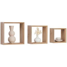 CARRYHOME Wandregalset, Eiche Artisan, Holzwerkstoff, 3-teilig, 20-28x20-28x11.8 cm, Bsci, K&uuml;chen, K&uuml;chenm&ouml;bel, K&uuml;chenregale