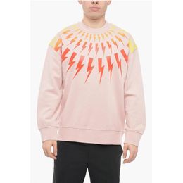 Neil Barrett Rundhals-Sweatshirt FAIR-ISLE THUNDERBOLT mit Degrad&egrave;-Print in Pink