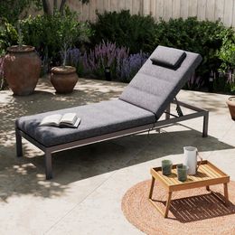 Ambia Garden Gartenliege, Anthrazit, Metall, Textil, F&uuml;llung: Schaumstoff,Schaumstoff, Polyester, 199x30x67 cm, Gartenm&ouml;bel, Gartenliegen