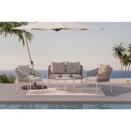 Ambia Garden Gartenset, Dunkelgrau, Beige, Textil, 4-teilig, F&uuml;llung: Schaumstoff,Polyester, Gartenm&ouml;bel, Gartenm&ouml;bel-Sets
