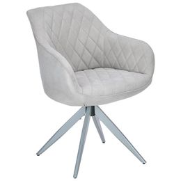 Livetastic Armlehnstuhl, Hellgrau, Metall, Textil, Drehkreuz, 59x84x59 cm, Sitzfl&auml;che 360&deg; drehbar, Esszimmer, St&uuml;hle, Esszimmerst&uuml;hle, Armlehnenst&uuml;hle