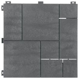 Terrassenfliese Steel Grey 30X30Cm 6-Er Set, Edelstahl, Kunststoff, 30.5x1.4x30.5 cm, Gartenzubeh&ouml;r, Terrassenboden & Balkonbodenbelag, Terrassenfliesen