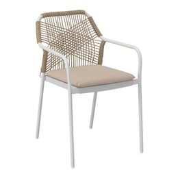 Ambia Garden Gartenstuhl, Grau, Wei&szlig;, Metall, Kunststoff, Textil, F&uuml;llung: Schaumstoff, Rundrohr, 54.5x84x64 cm, stapelbar, Gartenm&ouml;bel, Gartenst&uuml;hle, Gartenst&uuml;hle