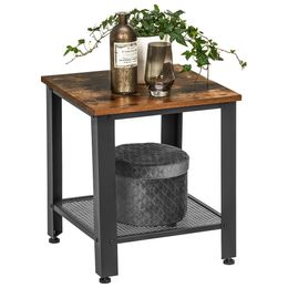 CARRYHOME Beistelltisch, Schwarz, Walnuss, Metall, Holzwerkstoff, quadratisch, eckig, 40x45x40 cm, Wohnzimmer, Wohnzimmertische, Beistelltische, Beistelltische Metall
