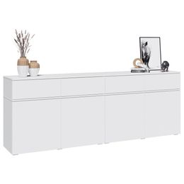 Xora Sideboard, Wei&szlig;, Kunststoff, 4 F&auml;cher, 4 Schublade(n) Schubladen, 220x80x40 cm, stehend, h&auml;ngend, Wohnzimmer, Kommoden & Sideboards, Sideboards
