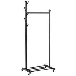 PBJ Kleiderwagen, Schwarz, Metall, 68x170x43 cm, Garderobe, Garderobenst&auml;nder