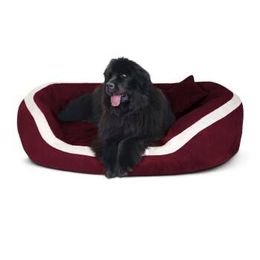 tierlando &reg; PEPPER Orthop&auml;disches Hundebett Hundesofa L XL XXL Velours MEGA DICK & WEICH dunkelrot 1,1 m, 30 cm, 85 cm