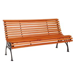 Gartenbank MCW-O24, Sitzbank Parkbank Holzbank 3-Sitzer, Gusseisen Holz Kiefer, 160cm ~ teak