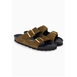 BACKSUN Leder-Pantoletten "Bali" in Khaki - 58% | Gr&ouml;&szlig;e 37 | Damen-pantoletten