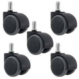 5er-Set Hartbodenrollen MCW-H86, B&uuml;rostuhl-Rollen Stuhlrollen, 150kg belastbar &Oslash; 11mm ~ grau