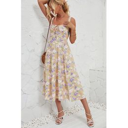 Tazga Kleid in Beige/ Lila - 74% | Gr&ouml;&szlig;e 38 | Damen-kleider